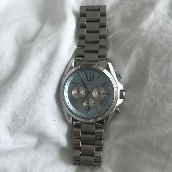 Michael Kors | Accessories | Michael Kors Silver Watch W Light Blue ...